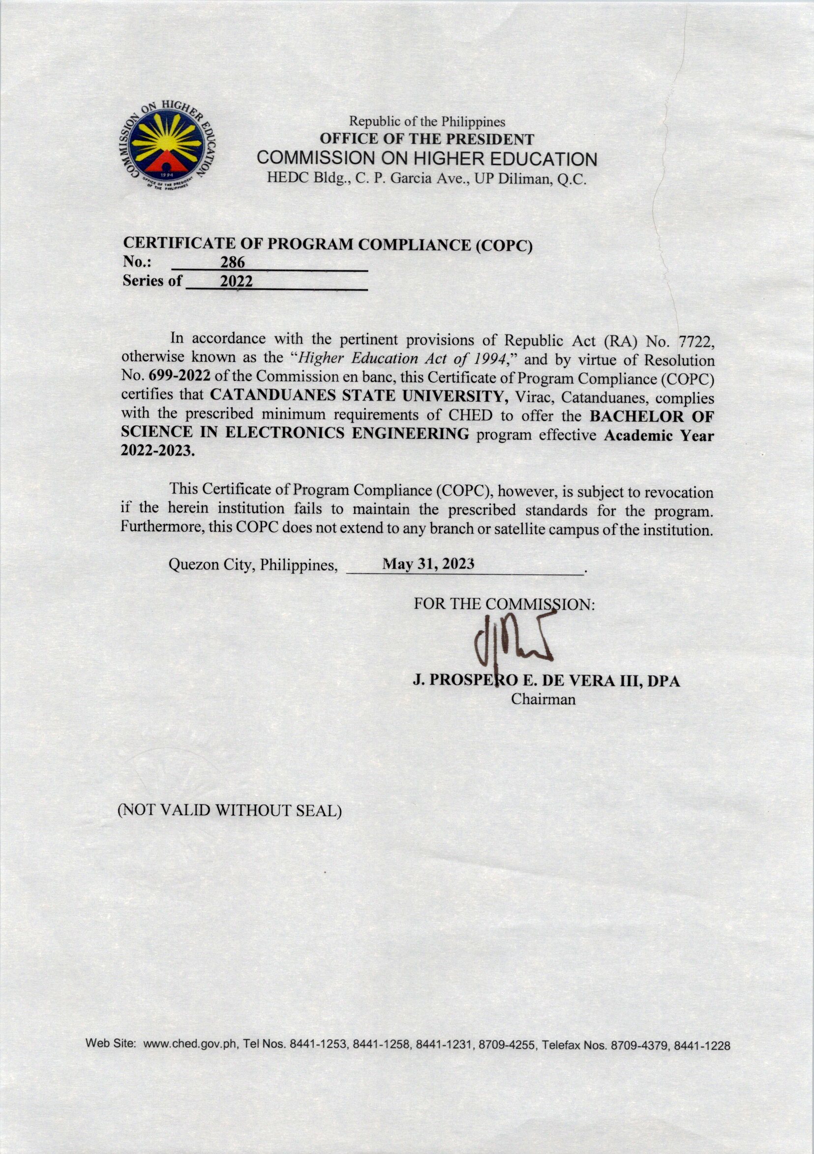 College of Engineering - Catanduanes State University
