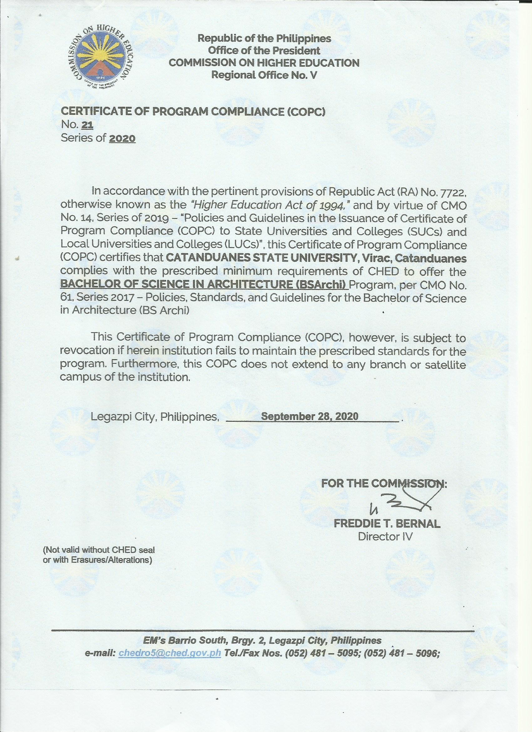 College of Engineering - Catanduanes State University