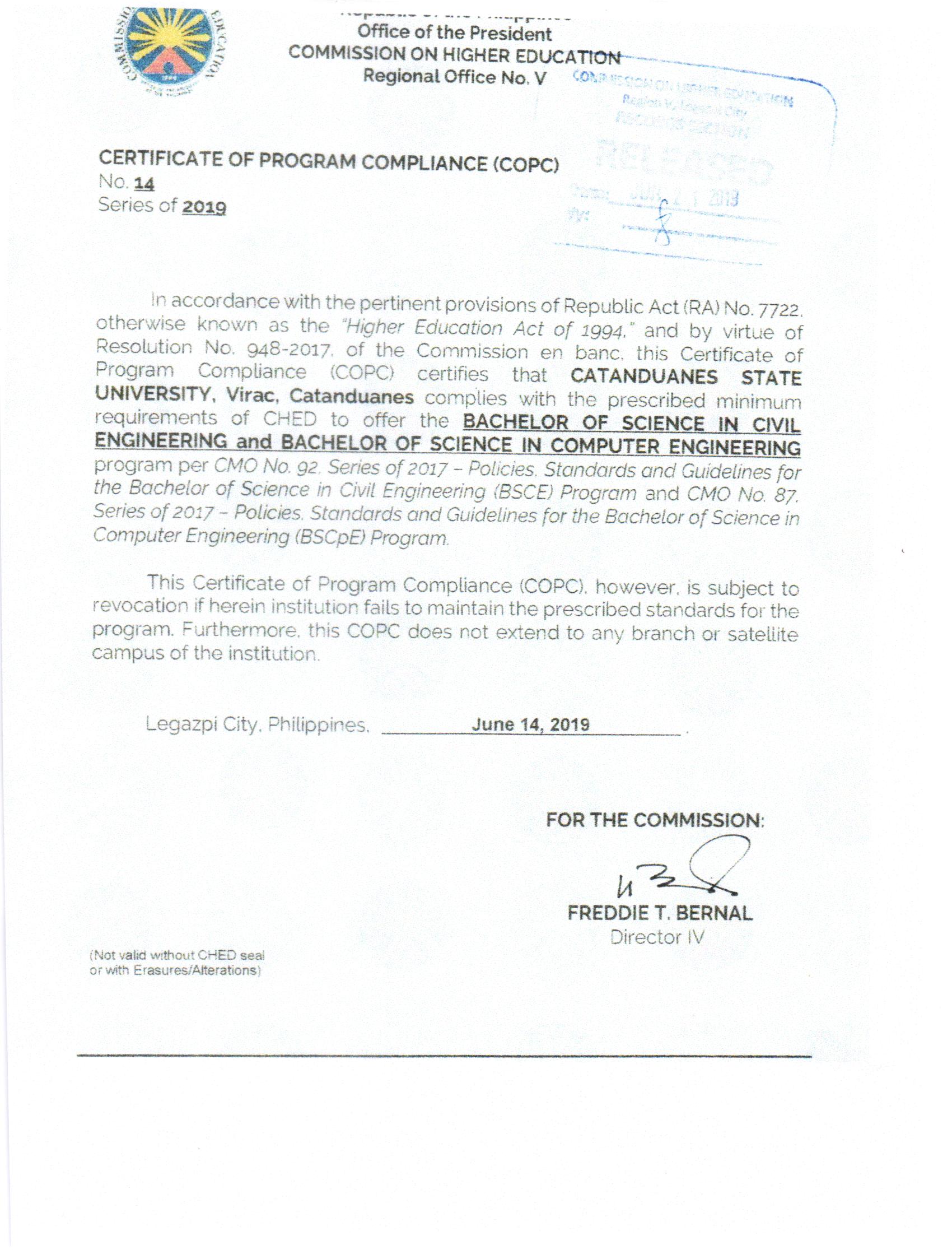 College of Engineering - Catanduanes State University